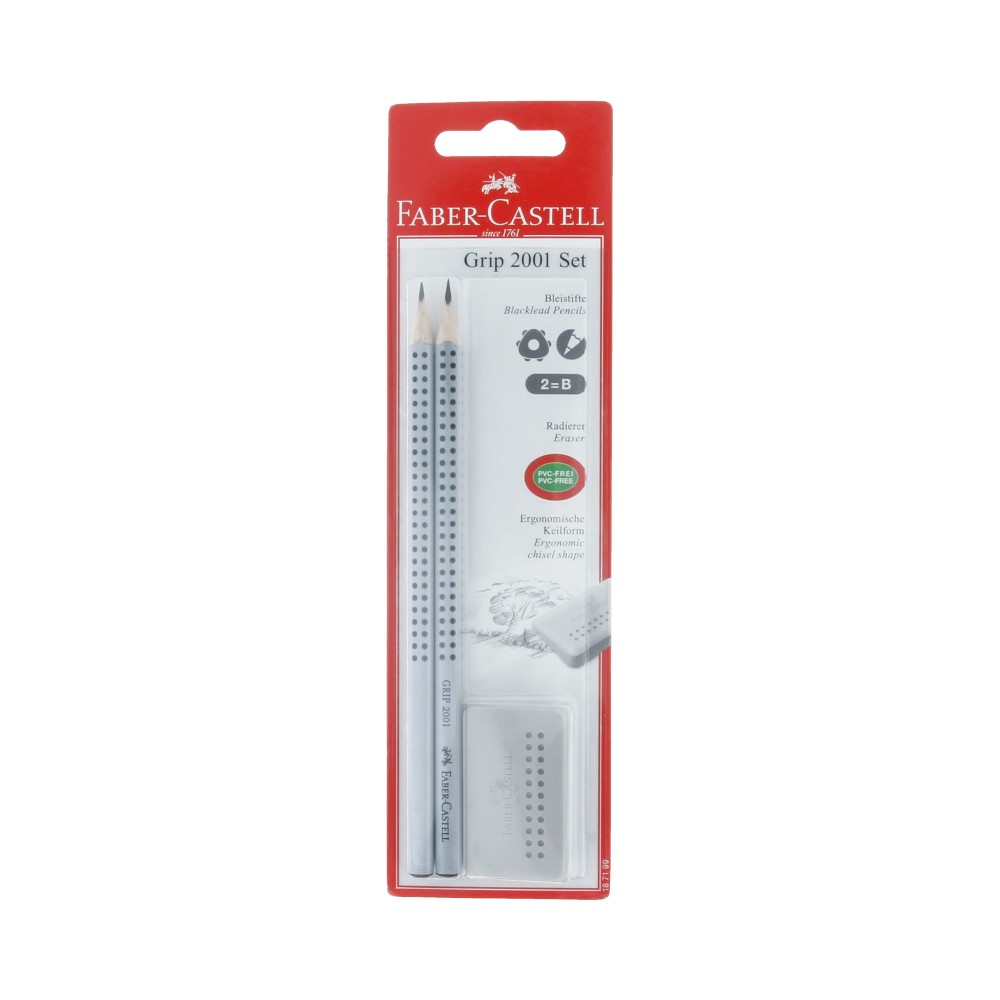 "Faber Castell" Набор карандашей Grip 2001 HB два карандаша, ластик ...