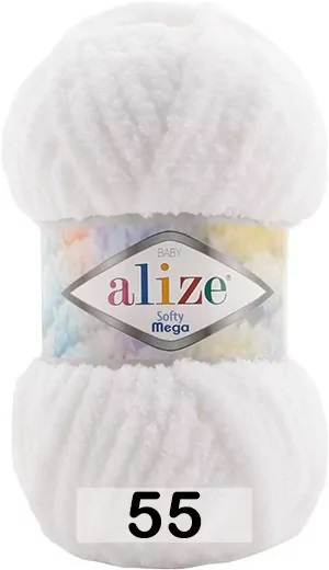 Пряжа Alize Softy Mega 100% микрополиэстер 100 г 70 м 55 белый купить ...