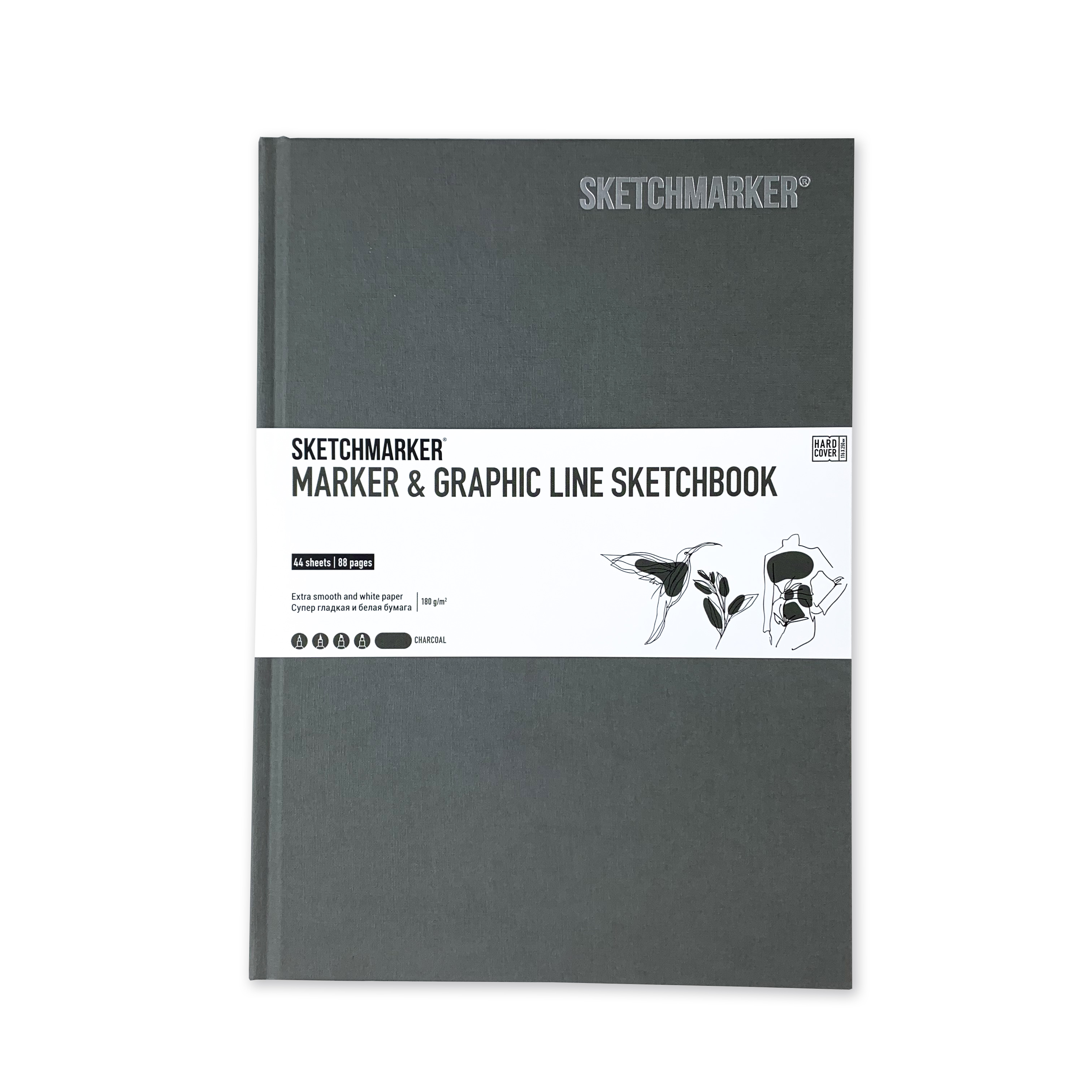 "SKETCHMARKER" Скетчбук MARKER & GRAPHIC LINE 180г/м.кв 176х250мм 44л ...