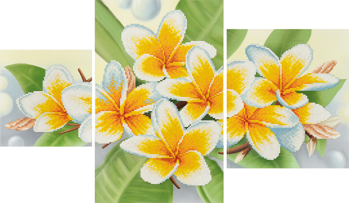 Кристальная (алмазная) мозаика "ФРЕЯ" ALVR-194 "Триптих. Плюмерия" 60 х ...