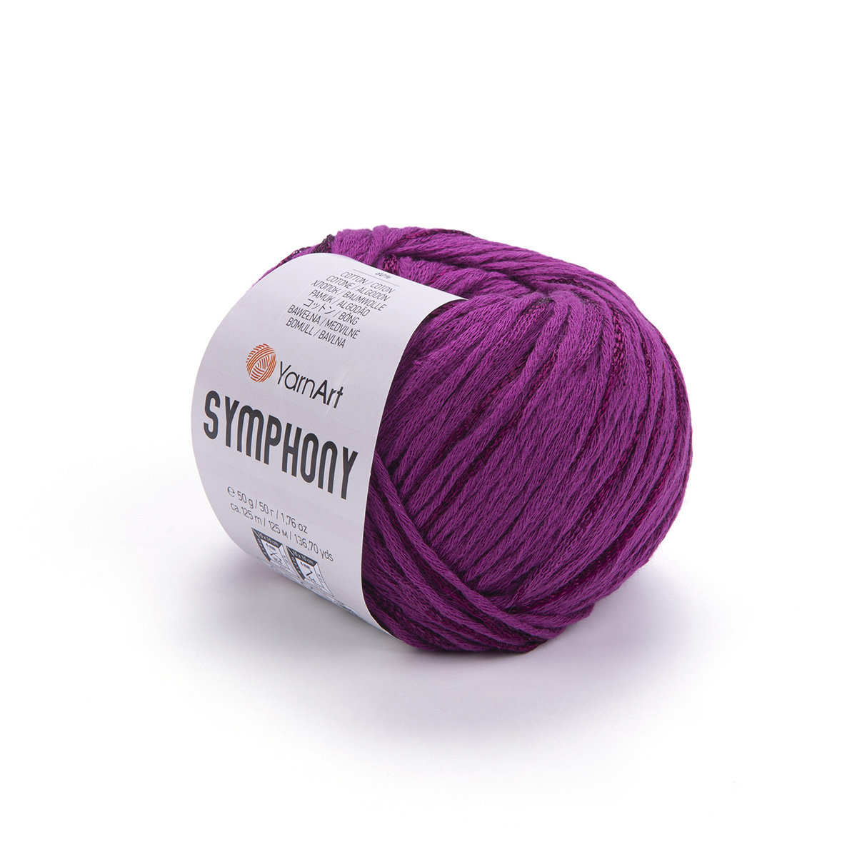 Пряжа YarnArt Symphony 80% хлопок, 20% вискоза 50 г 125 м 2114 лиловый ...